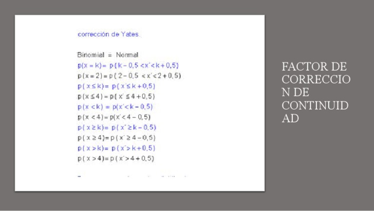 Factor de Correccion Continuidad | PDF