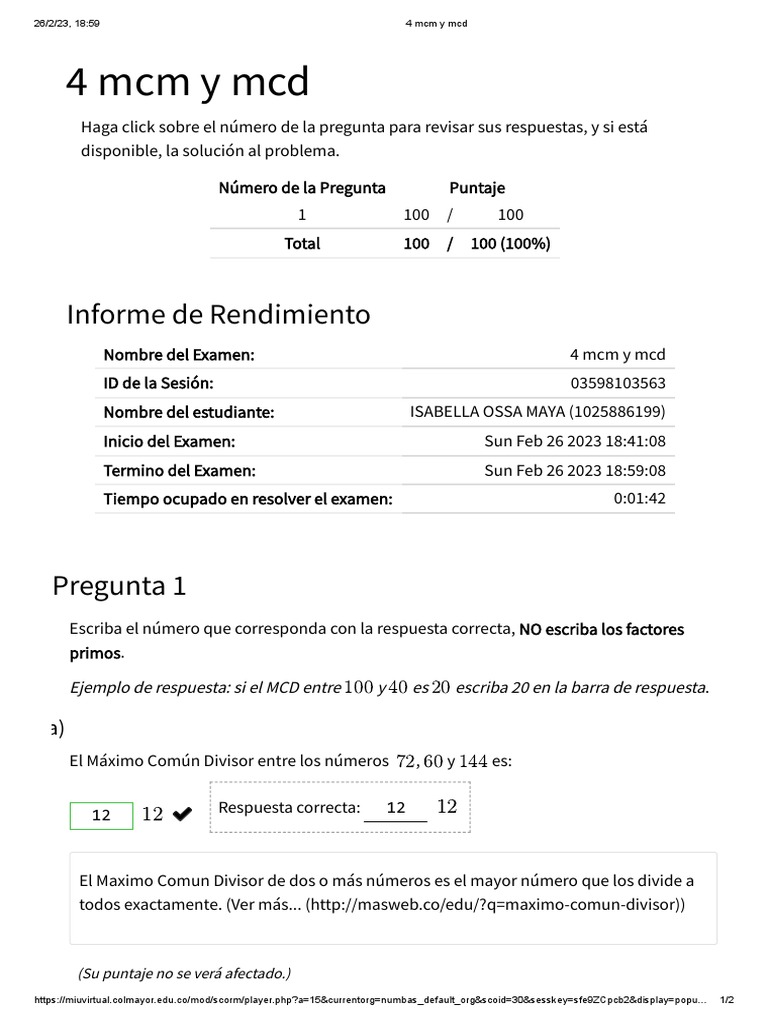 Evaluacion 4 - MCM y MCD | PDF | Teoría de los números | Matemática Elemental