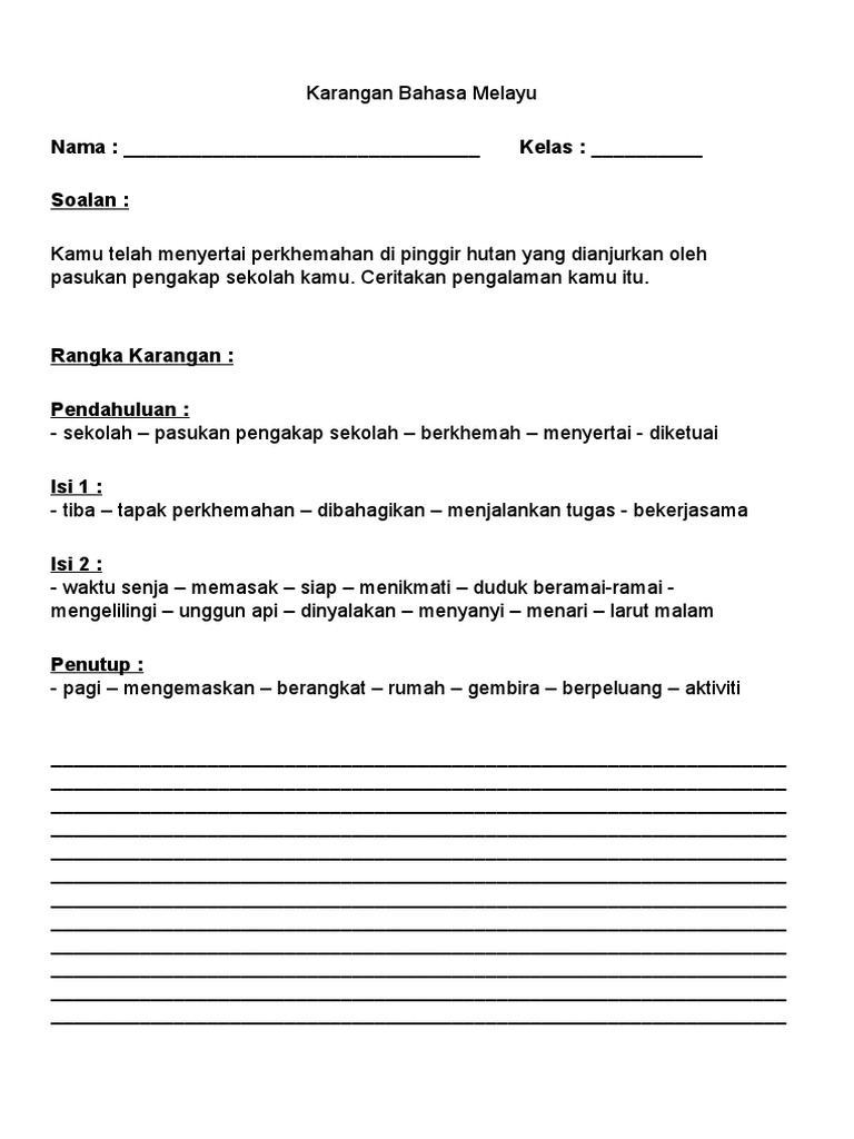 Latihan Karangan Bahasa Melayu Thn 5 | PDF