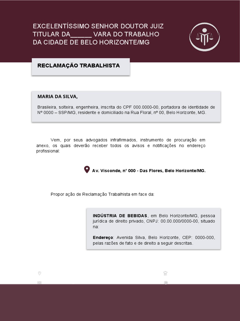 Petição Inicial - Box Visual Law 360 | PDF | Férias trabalhistas ...