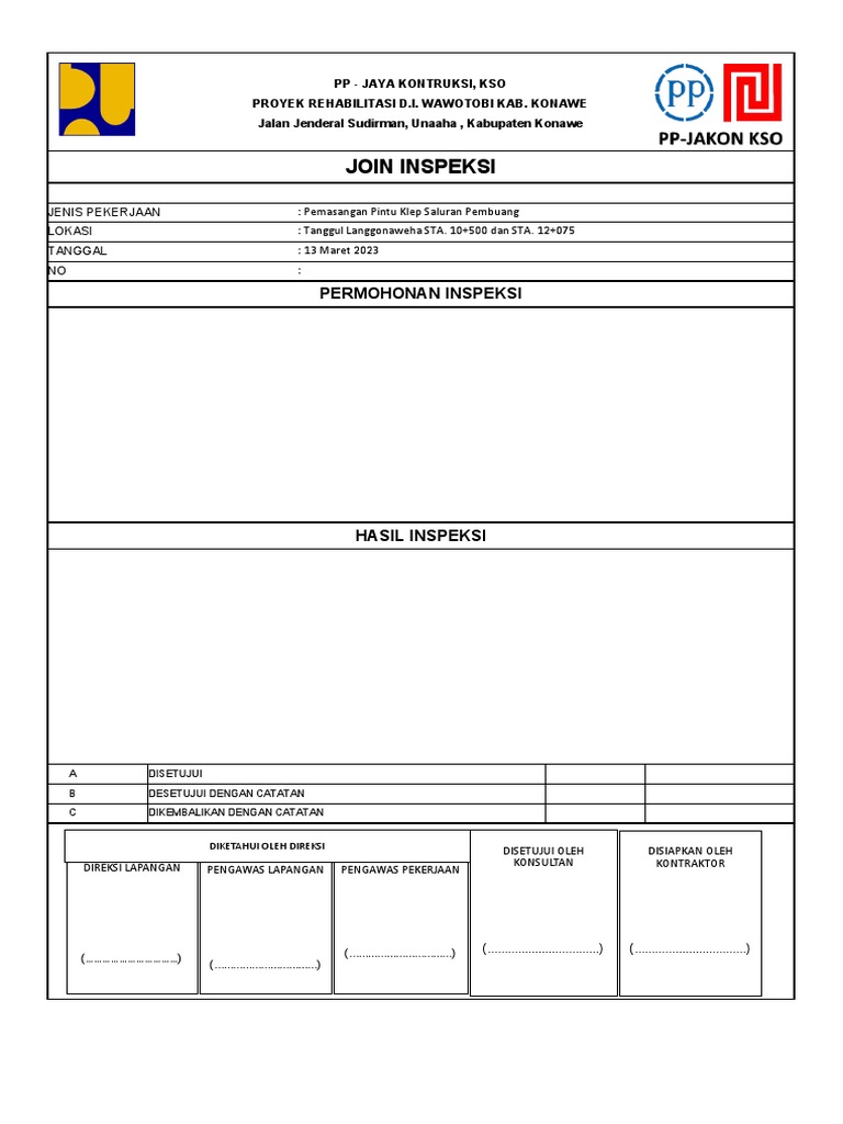 Form Joint Inspeksi | PDF