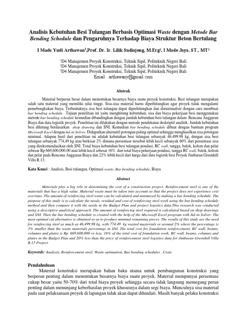 Waste Rebar Percentage | PDF