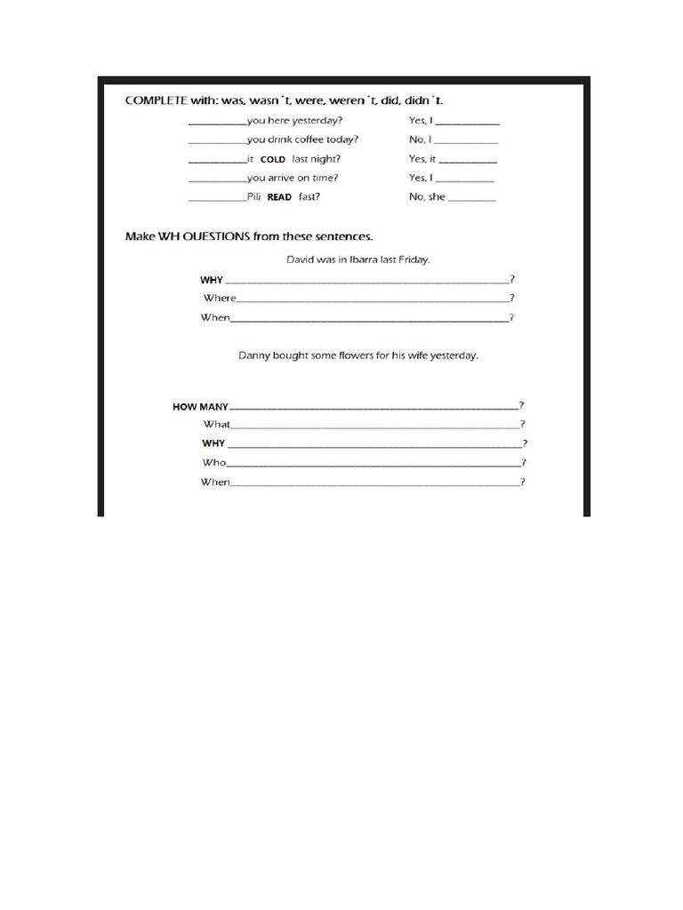 Simple Past Mixed Exer | PDF
