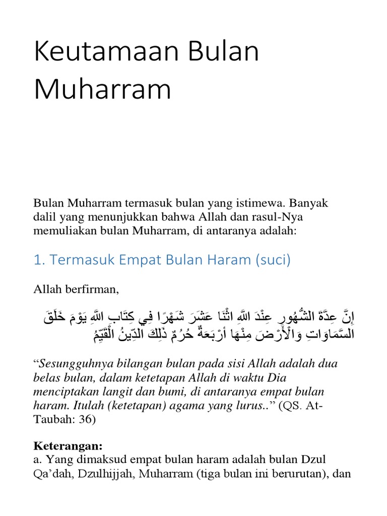 Keutamaan Bulan Muharram | PDF