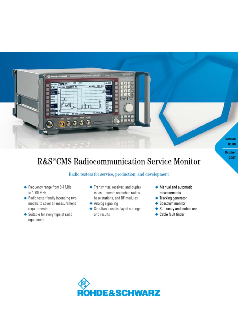 ROHDE - SCHWARZ CMS54 Spec | PDF | Radio | Frequency Modulation