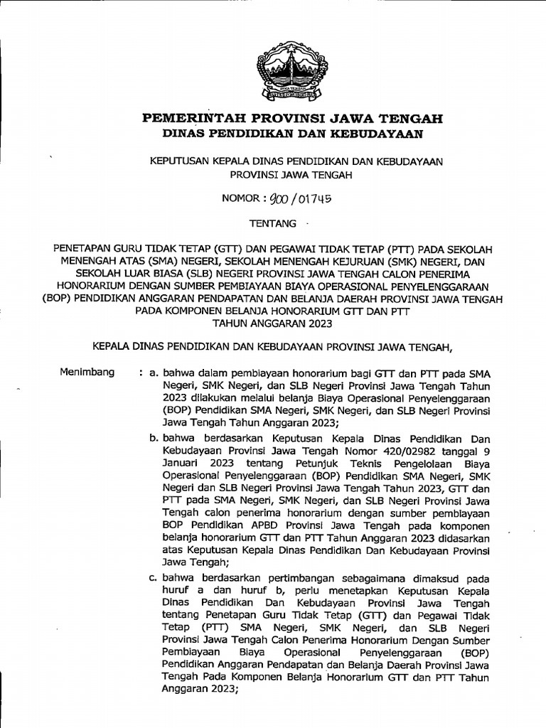 SK GTT PTT Provinsi 2023 | PDF