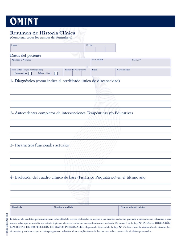 F008 Resumen Historia Clinica v5 | PDF