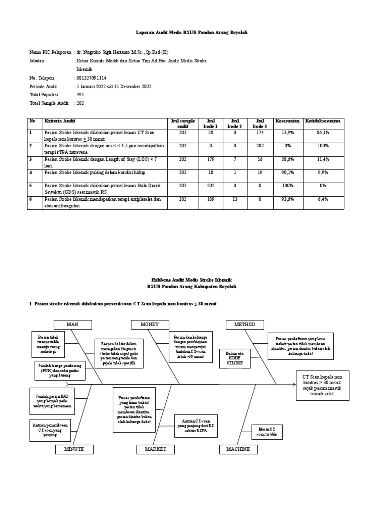 Audit Medis Stroke Iskemik RSPA | PDF