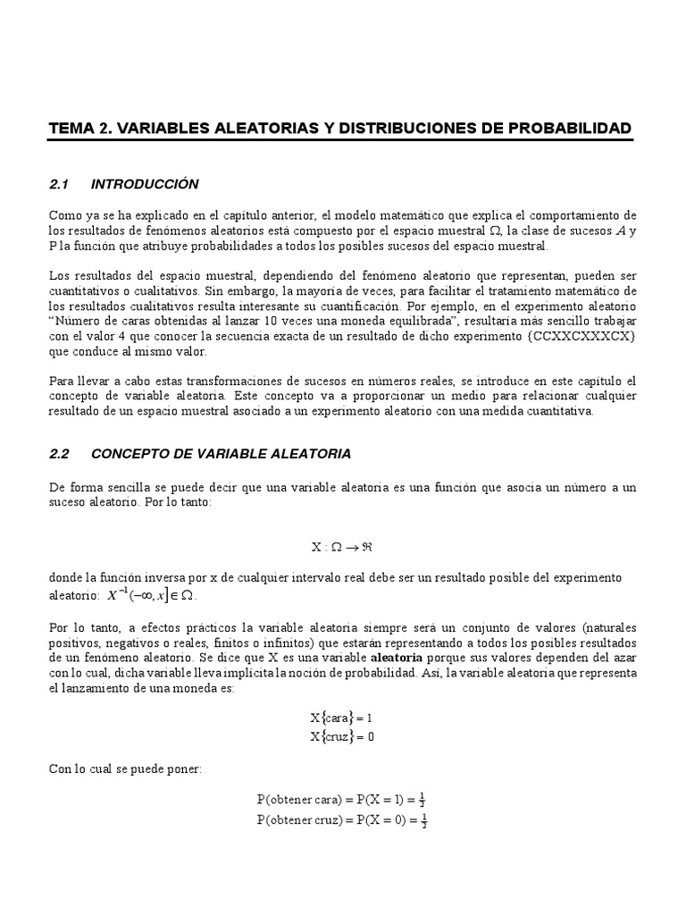 Variables Aleatorias (Completo) | PDF | Variable aleatoria | Media