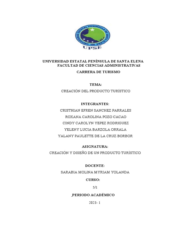 Creación del producto Turístico Final - 2023 | PDF | Turismo | Industrias de servicio