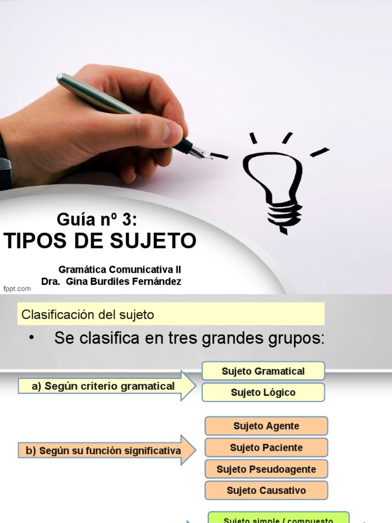 Guía 3 Tipos de Sujeto | PDF | Asunto (gramática) | Verbo