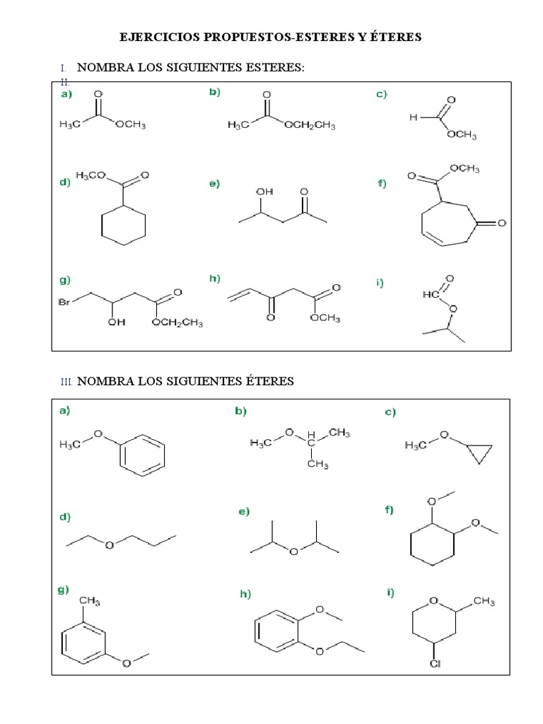 Ejercicios Esteres y Eteres | PDF
