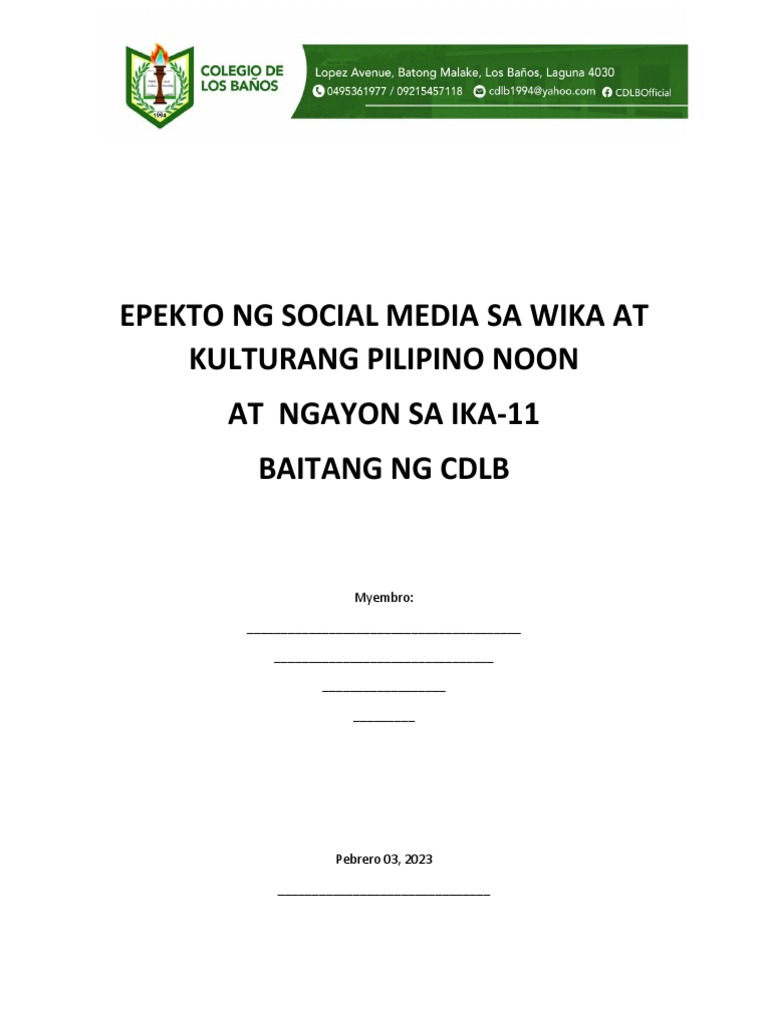 Epekto NG Social Media Sa Wika at Kulturang Pilipino Noon | PDF