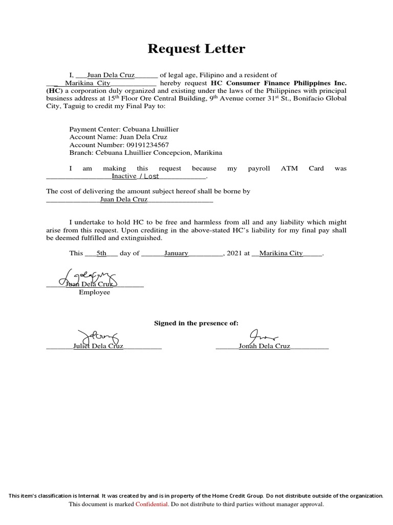 Sample Request Letter_Payment of Final Pay (2) (1) (1) | PDF | Justice ...