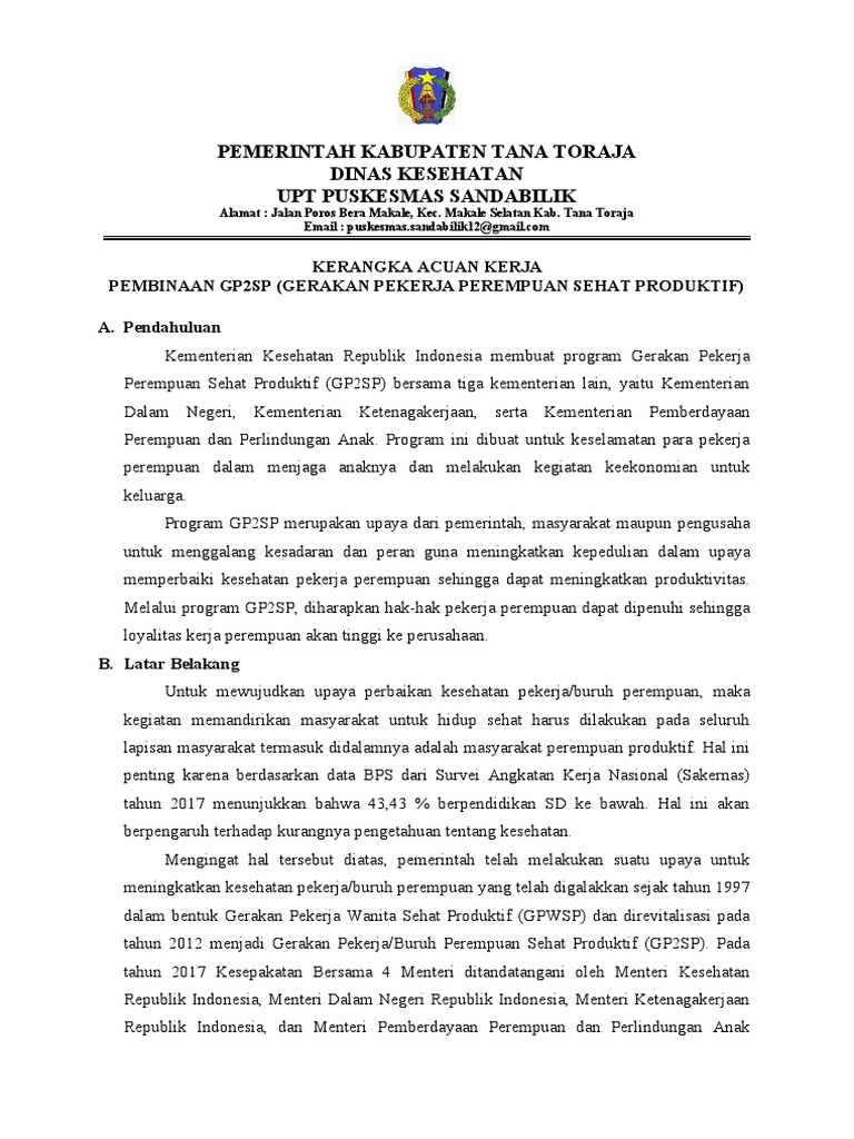 Pembinaan GP2SP untuk Pekerja Perempuan | PDF