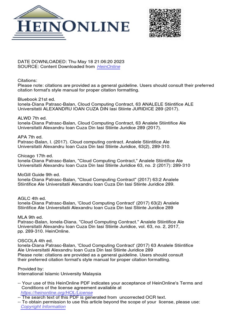 Cloud Computing Contracts | PDF | Citation | Cloud Computing