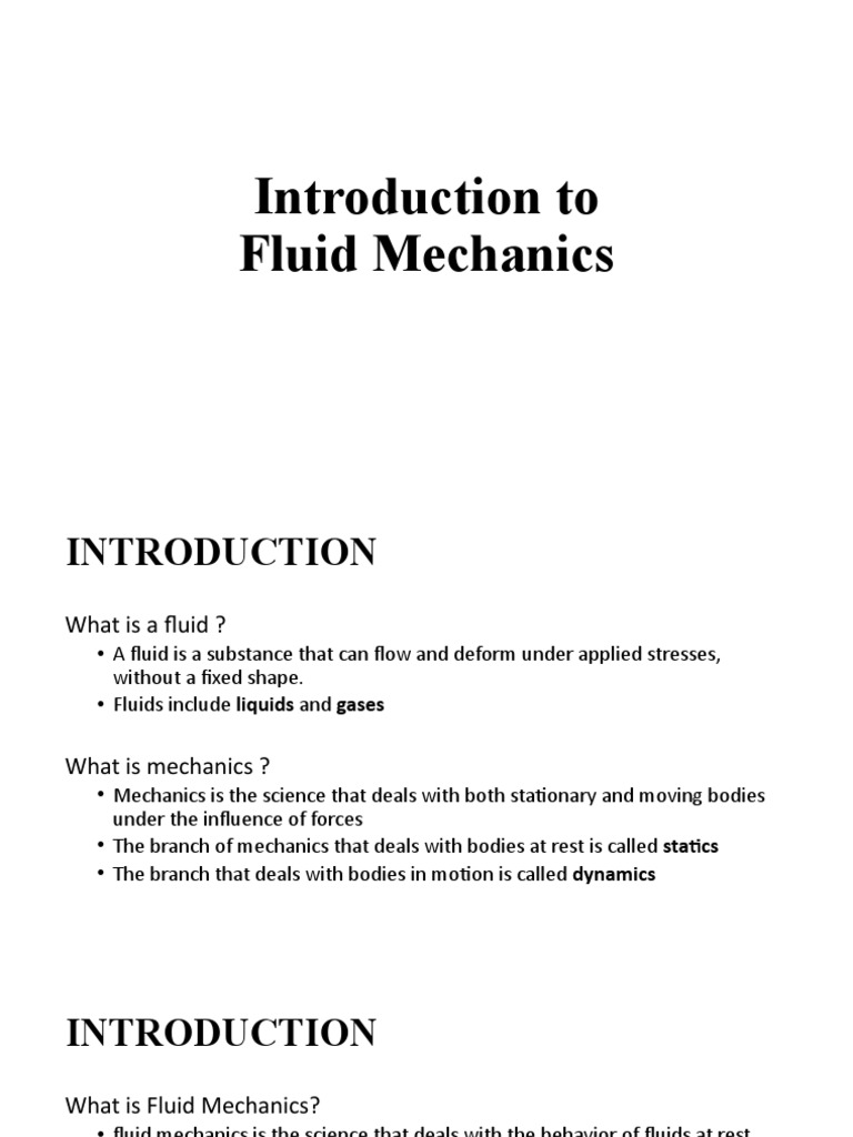 Introduction to Fluid Mechanics | PDF | Fluid Dynamics | Fluid Mechanics