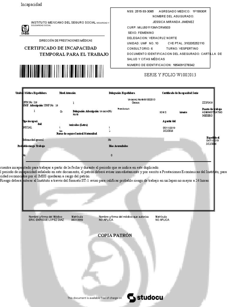 incapacidad-imss-2020-definitivo-para | PDF