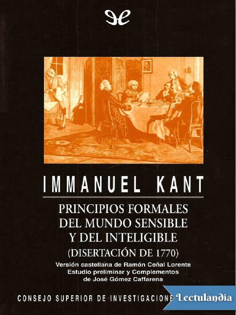 Principios Formales Del Mundo Sensible y Del Inteligible Disertacion de ...