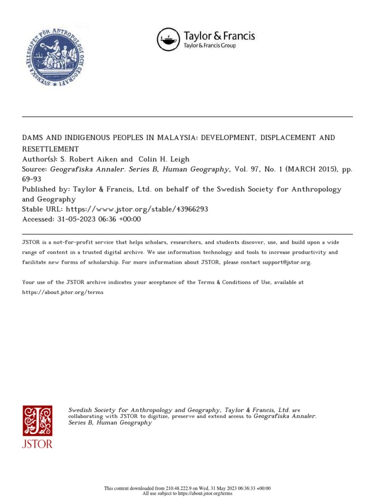Dams Amd Indigenous Peoples in Malaysia-Development, Displacement and ...