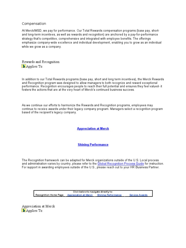 Compensation | PDF | Merck & Co. | Compensation And Benefits