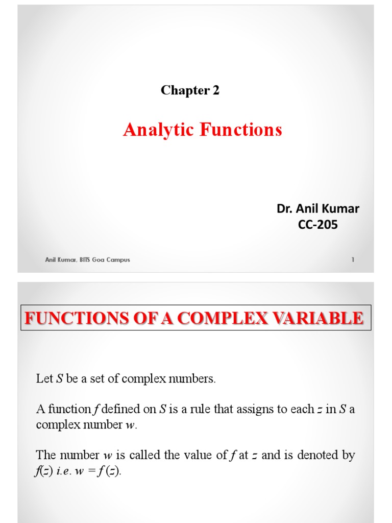 2 Analytic Functions Pdf Derivative Function Mathematics