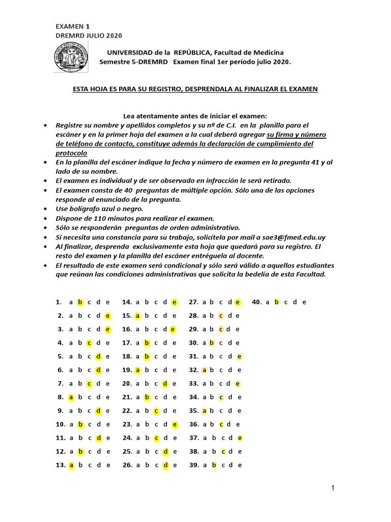 BCC5 Periodo 1 Julio 2020 Examen 1 Prototipo | PDF | Cortisol | Leptina