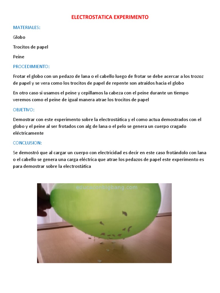 Experimento Electrostática | PDF