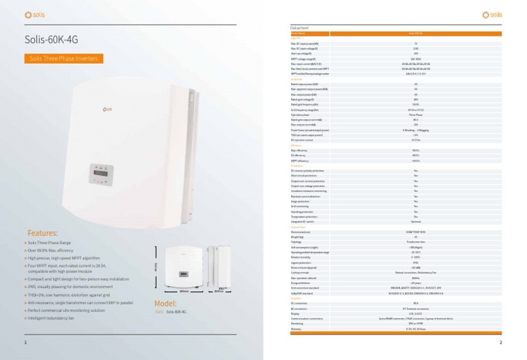 10 - Datasheet Solis-60k | PDF | Electrical Engineering | Electronic Engineering