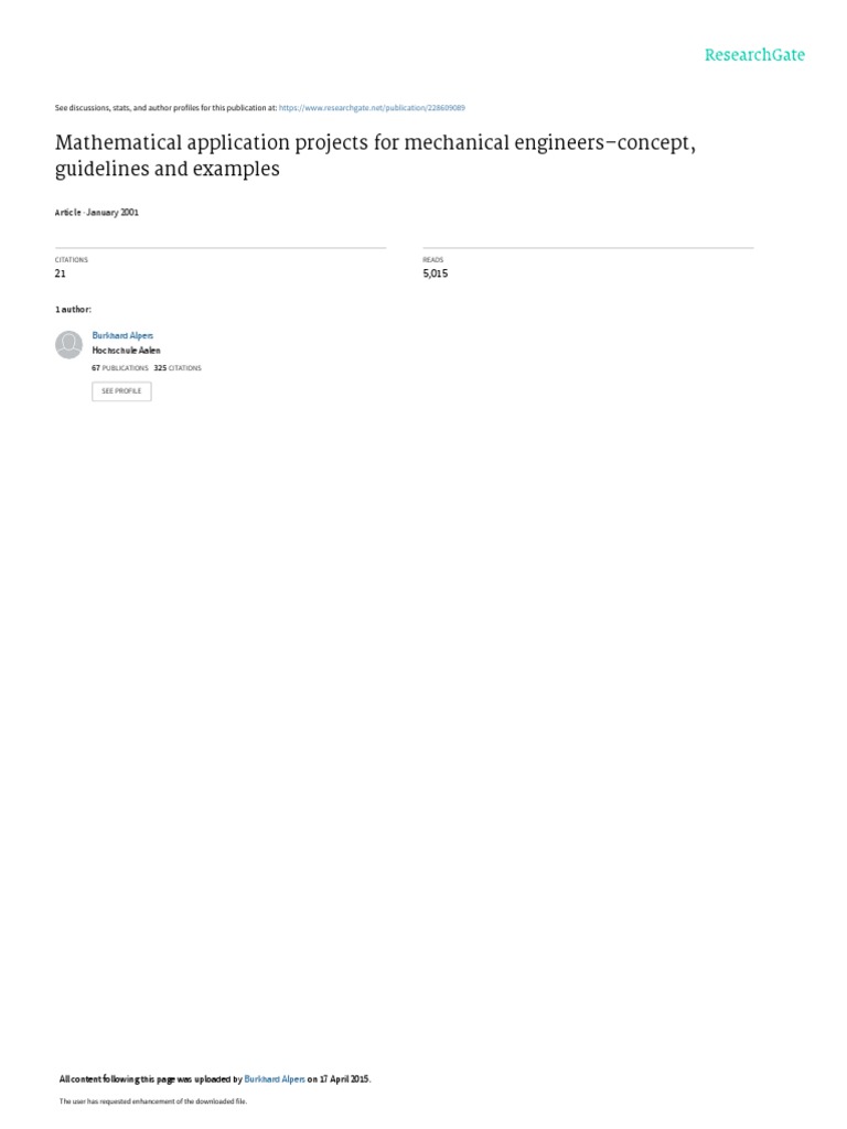 Mathematical Application Projects For Mechanical e | PDF | Least ...