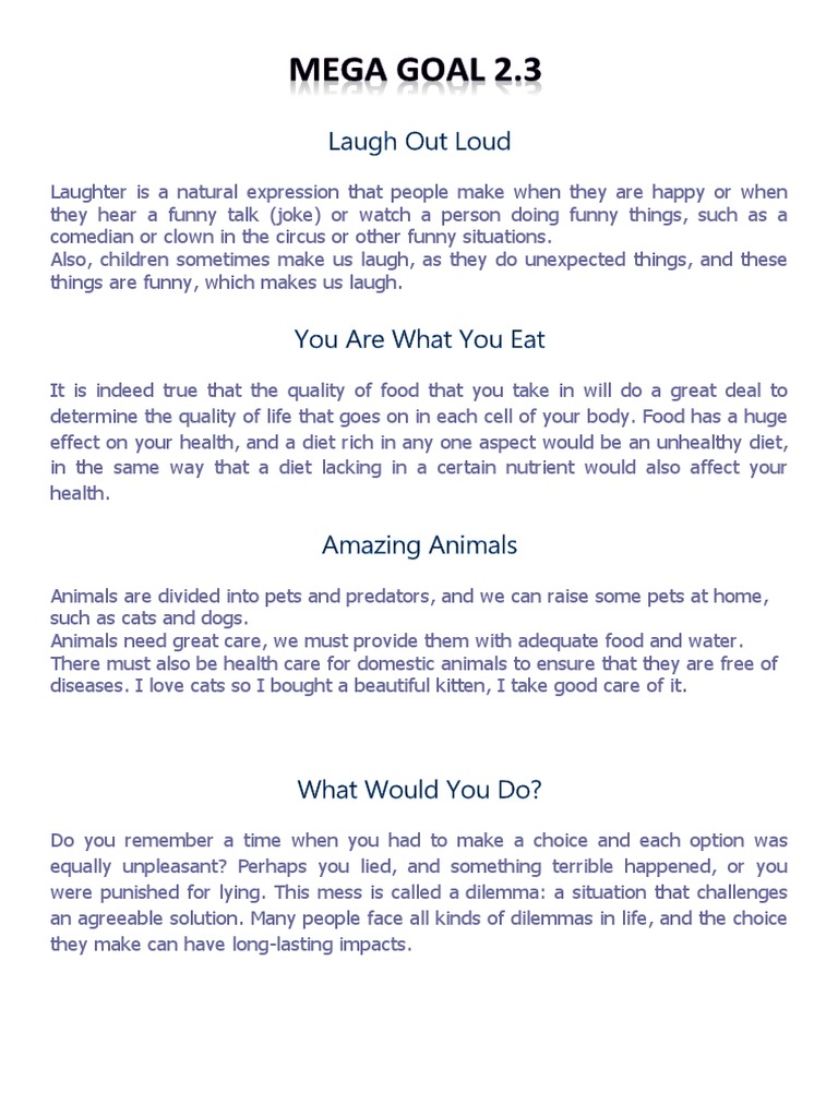 Mega Goal 2.3 Passages | PDF