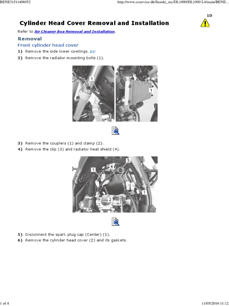 Cylinder Head Cover Guide for DL1000 | PDF | Internal Combustion Engine ...