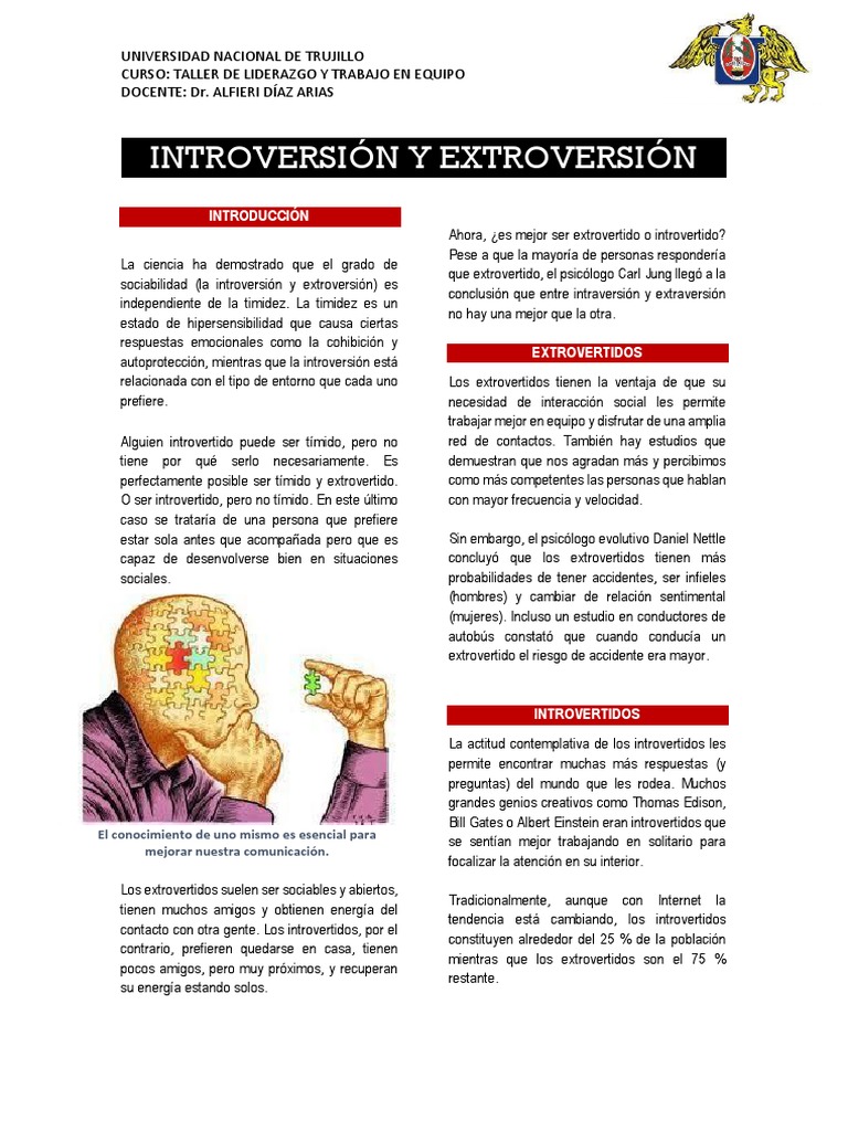 Introversión y Extroversión | PDF | Extraversión e introversión | Conceptos psicologicos