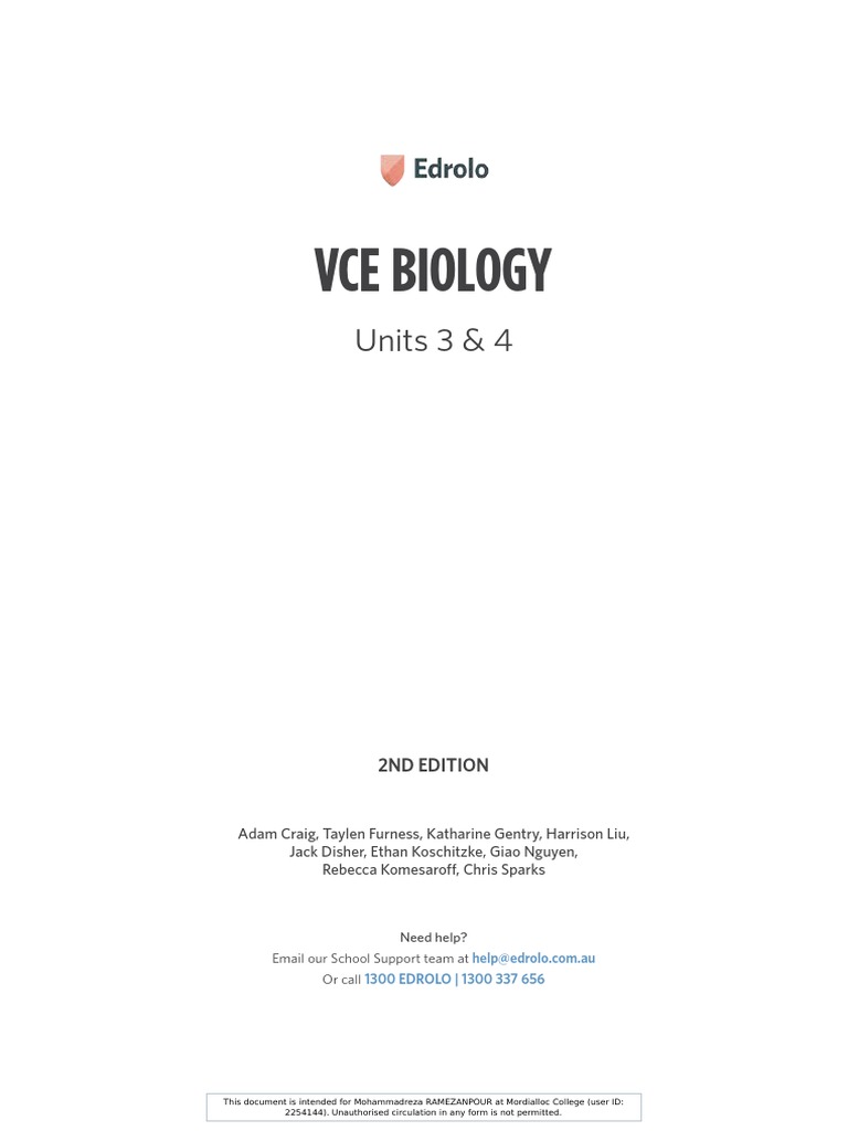 Edrolo VCE Biology Units 34 - Textbook PDF | PDF | Cell Membrane ...