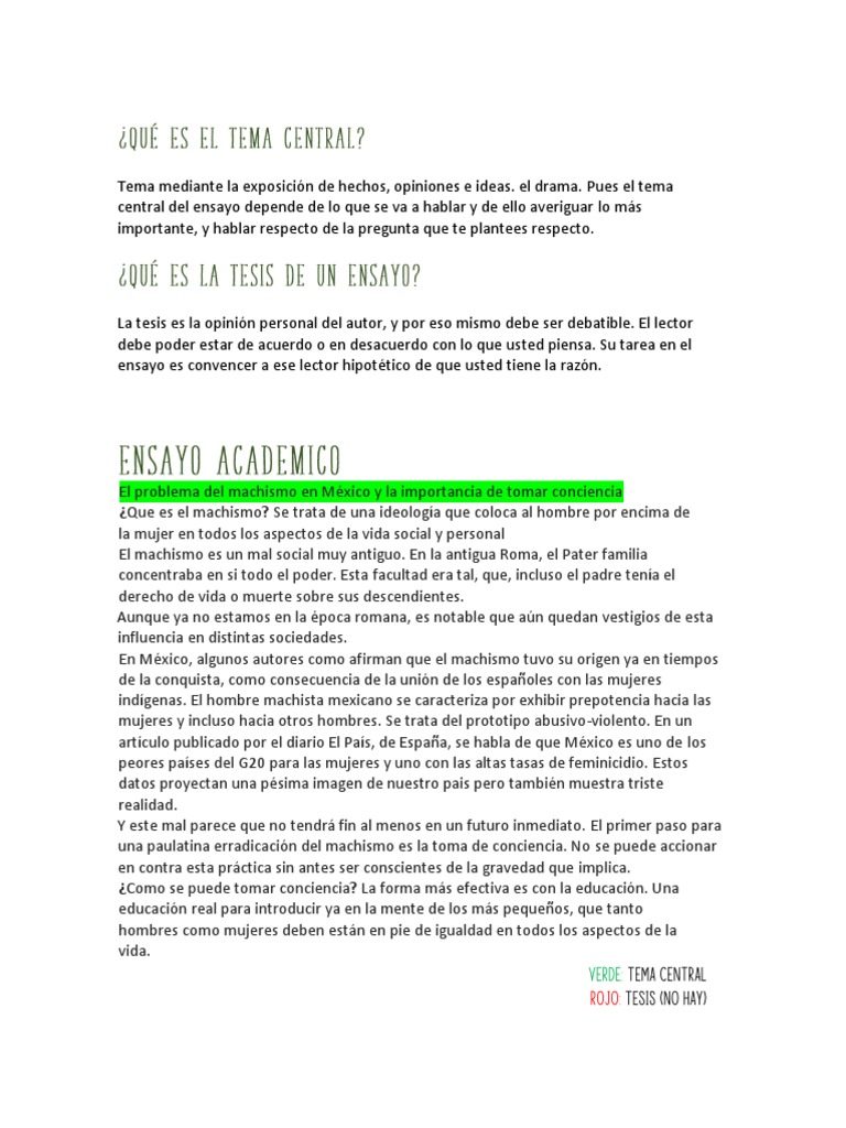 Tema Central y Tesis | PDF