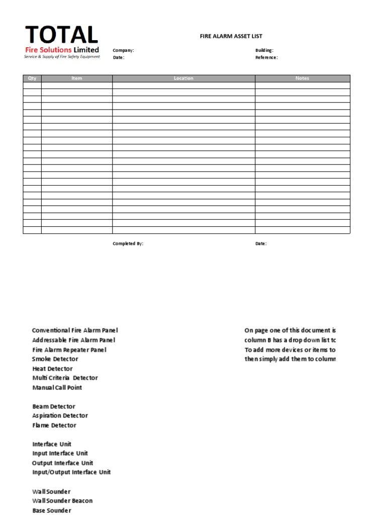 Asset List Template 02 | PDF