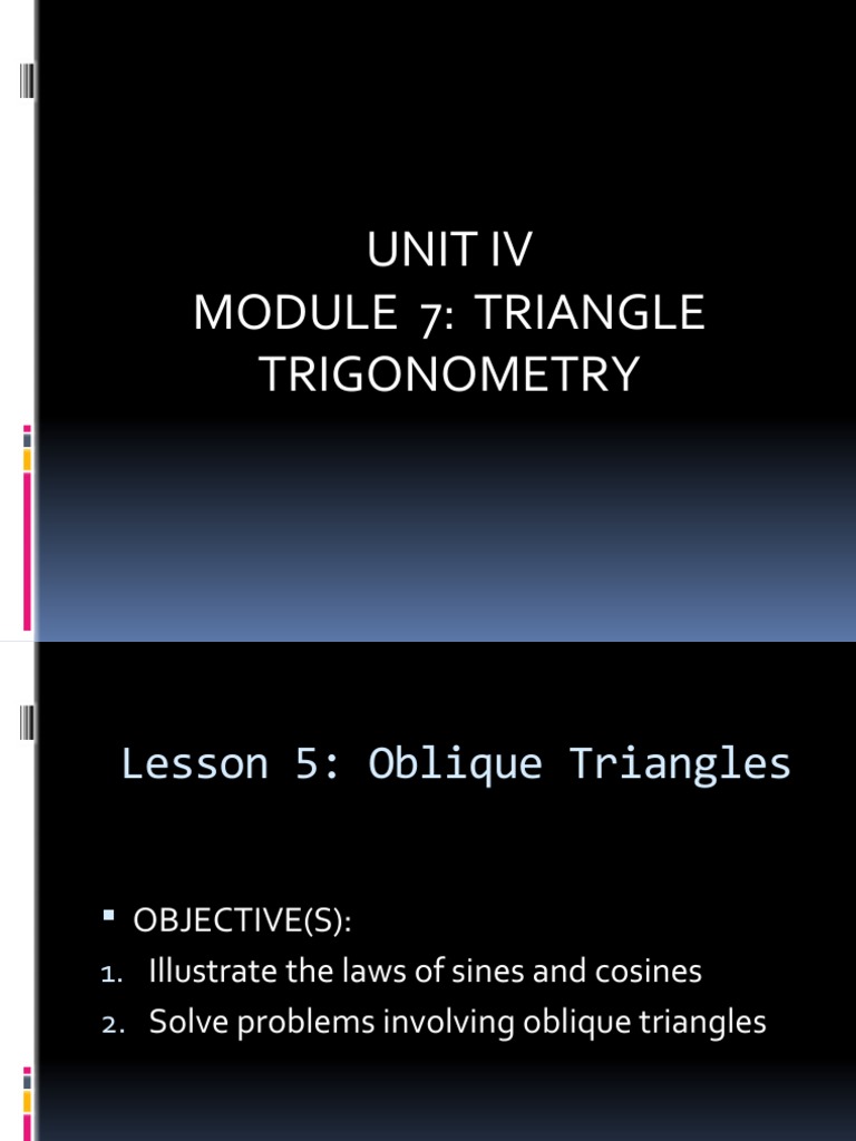 Lesson 4 Oblique | PDF | Triangle | Trigonometric Functions