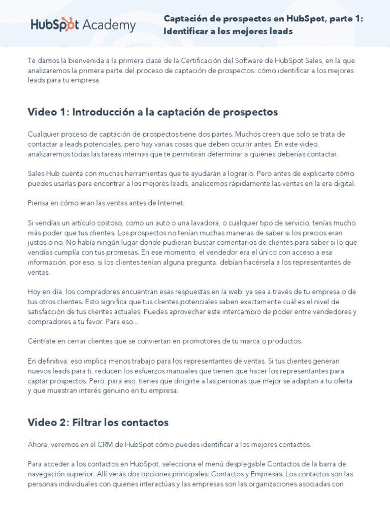 Captacion de Prospectos en Hubspot Parte 1 | PDF | Chat en linea ...