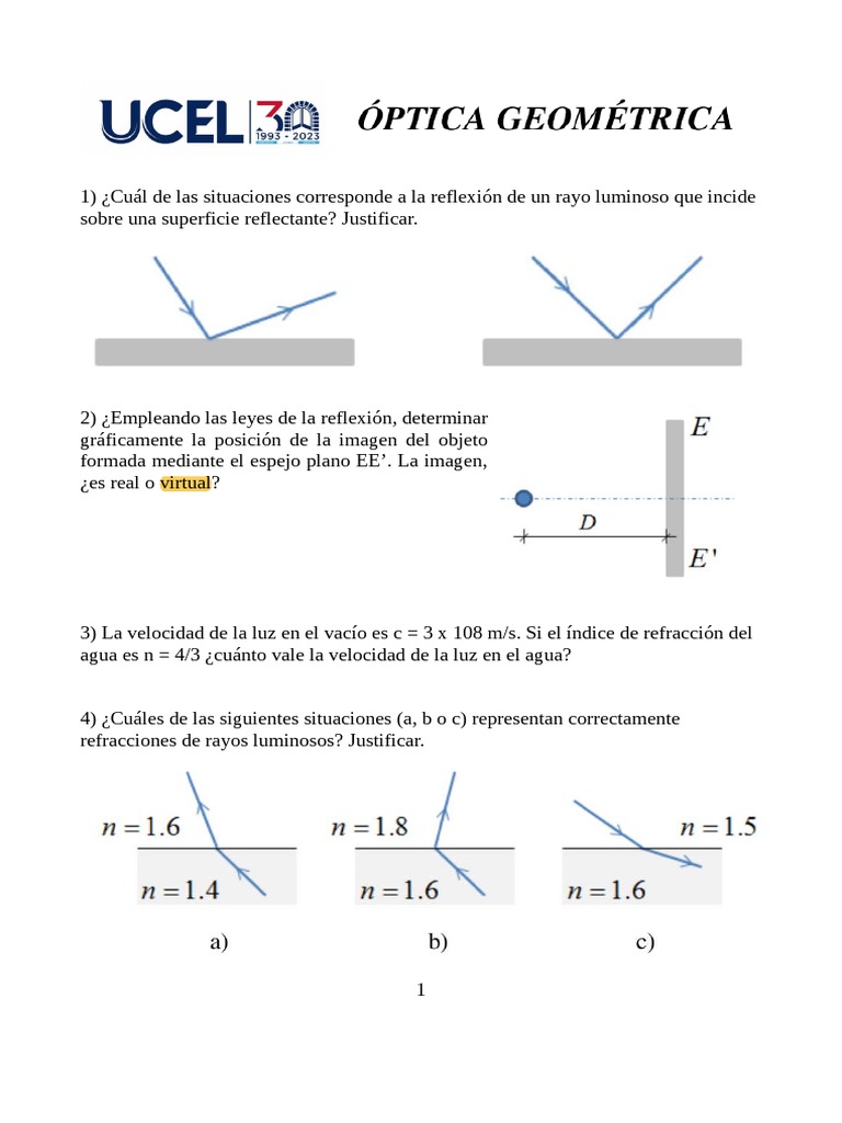 Optica Geometrica | PDF | Ligero | Fenomeno fisico