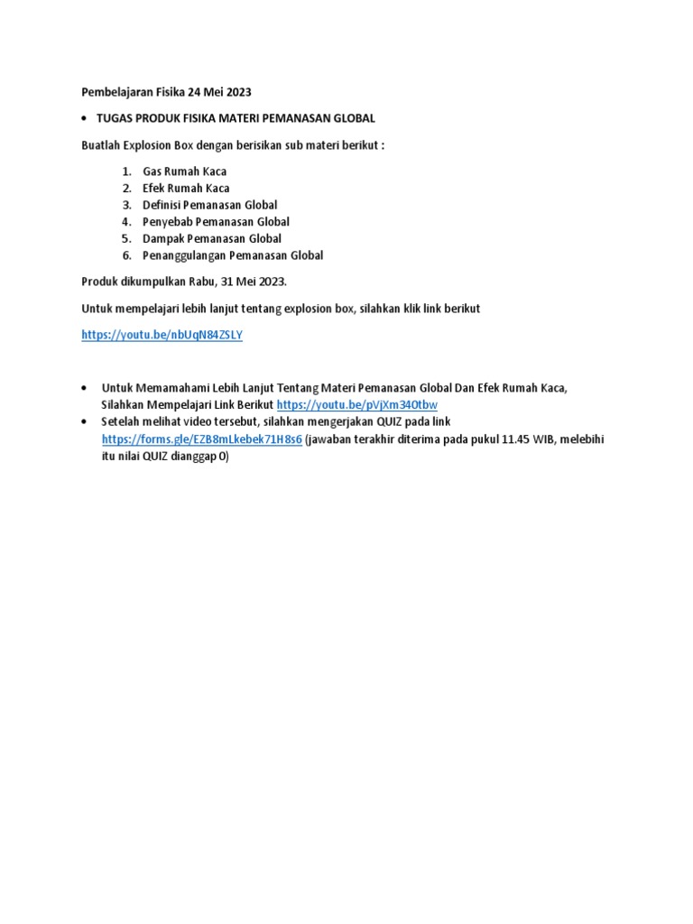Pembelajaran Fisika 24 Mei 2023 | PDF
