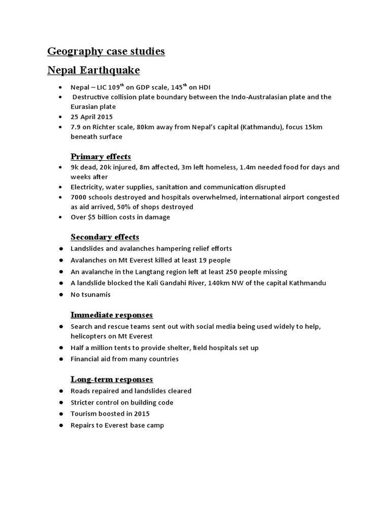Aqa Geography Case Studies | PDF | Desert | Deforestation