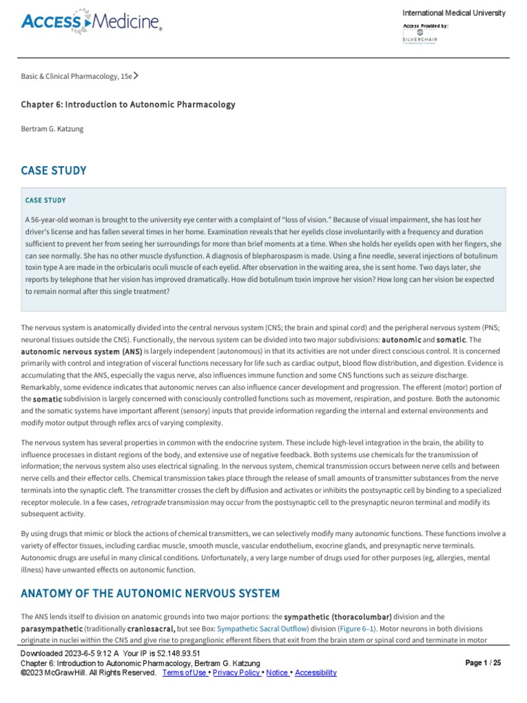 Chapter 6 - Introduction To Autonomic Pharmacology | PDF | Neurotransmitter | Acetylcholine