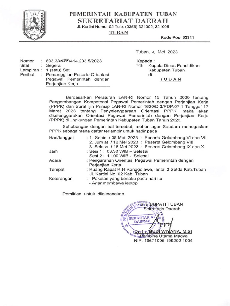 Pemanggilan Orientasi Pegawai | PDF