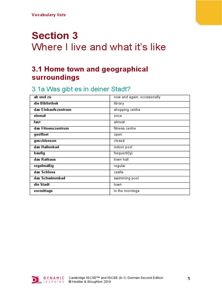 Section 3 Vocabulary Lists | PDF
