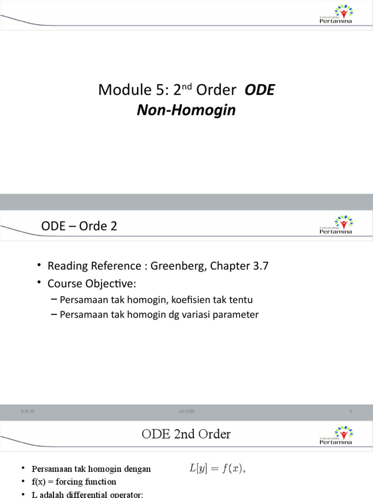 Module 5A - ODE 2nd Order Non-Homogin | PDF