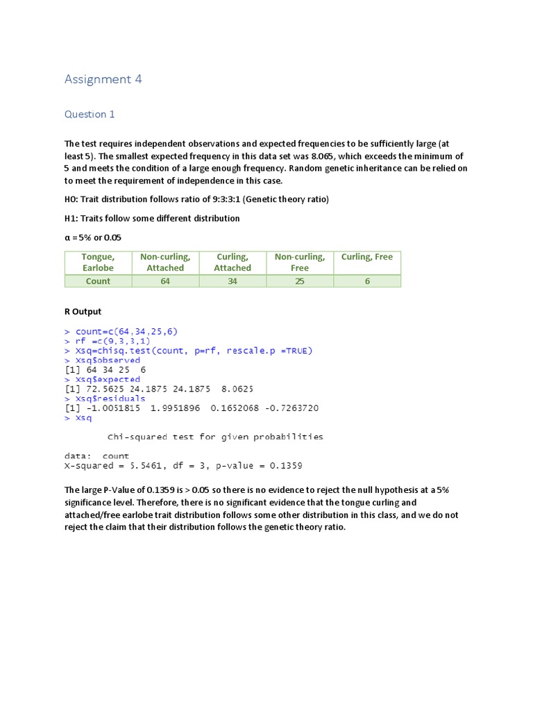 Stats Assignment 4 | PDF