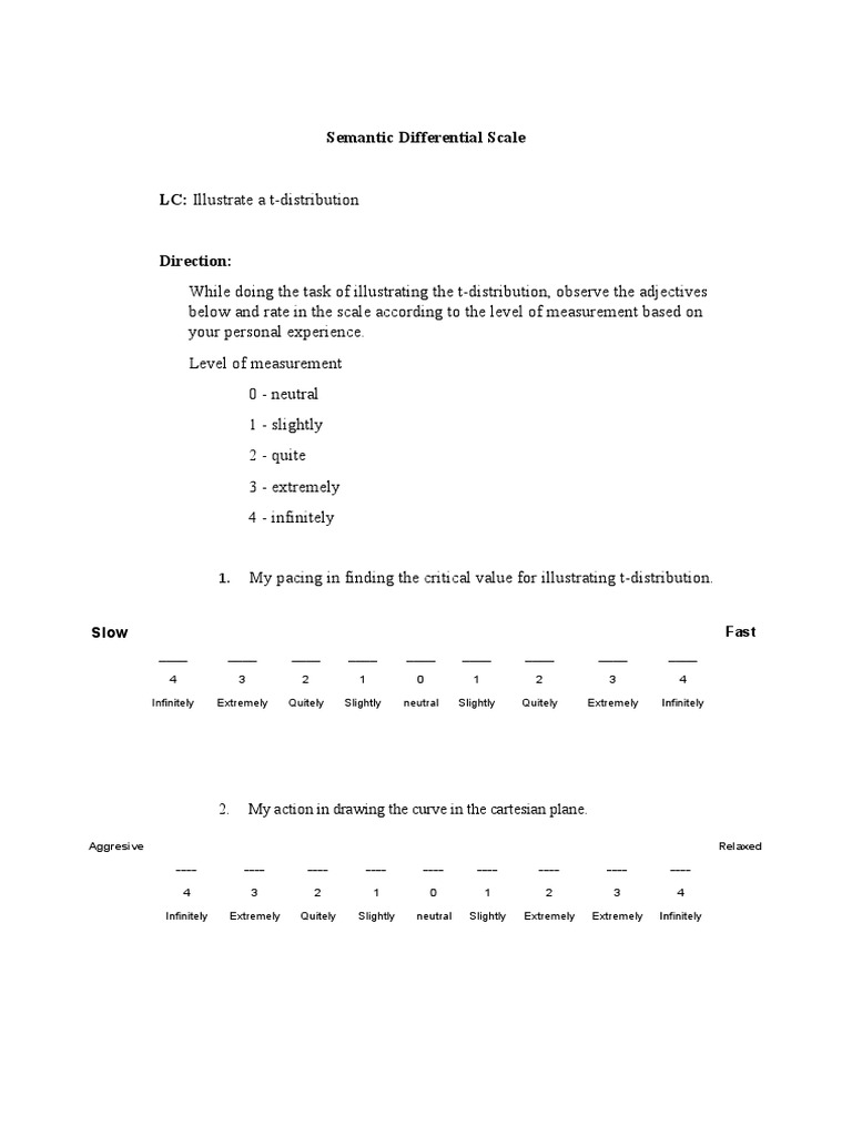 Semantic Differential Scale | PDF | Cognitive Science | Cognition