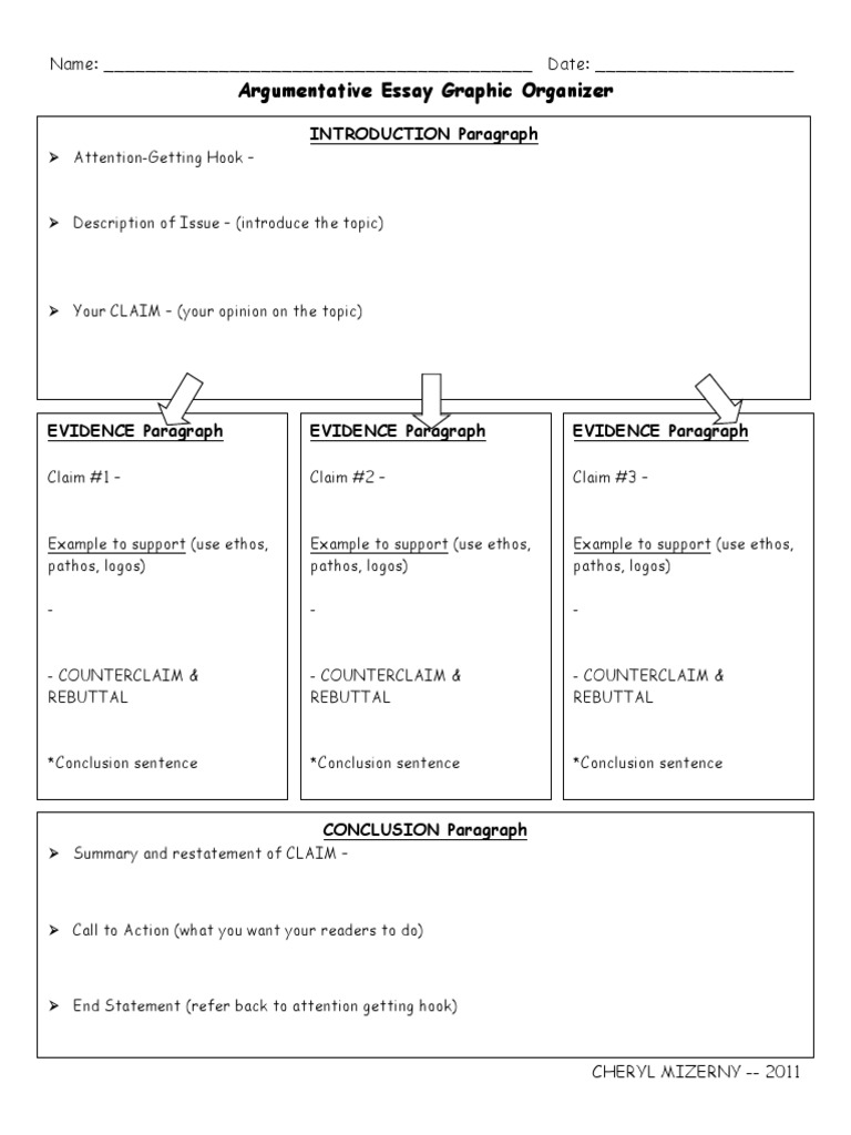 Argumentative Essay Graphic Organizer: INTRODUCTION Paragraph | PDF ...