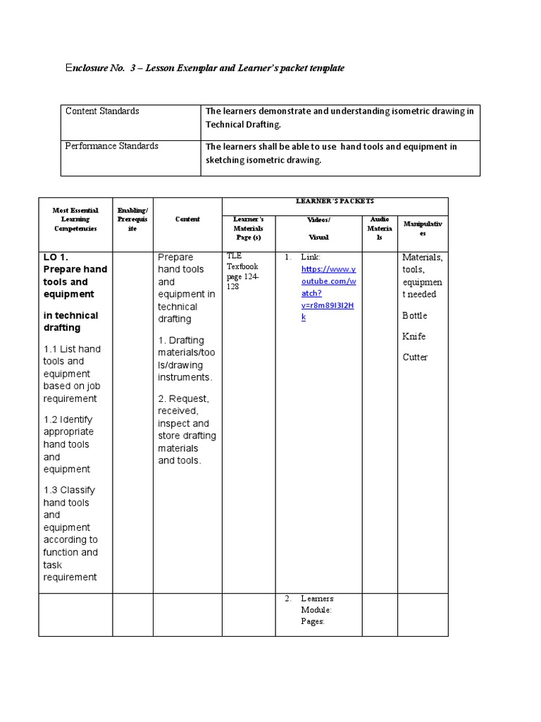 Isometric Drawing Lesson Exemplar for TLE 8 | PDF | Learning | Cognition