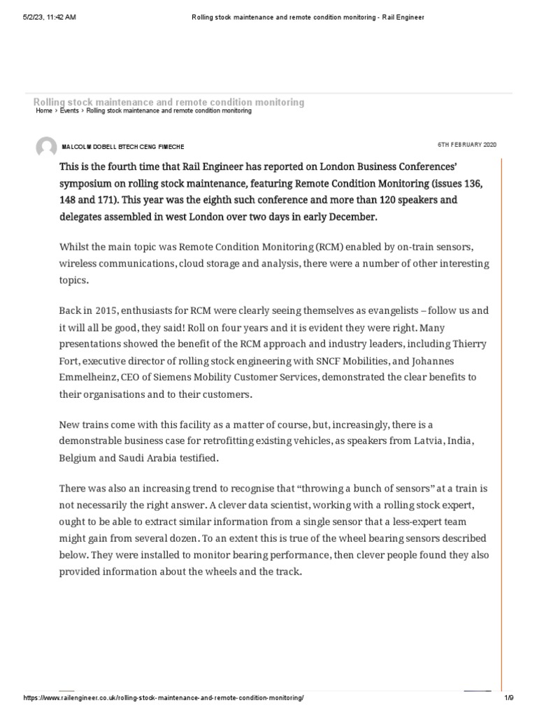 Remote Monitoring in Rail Maintenance | PDF